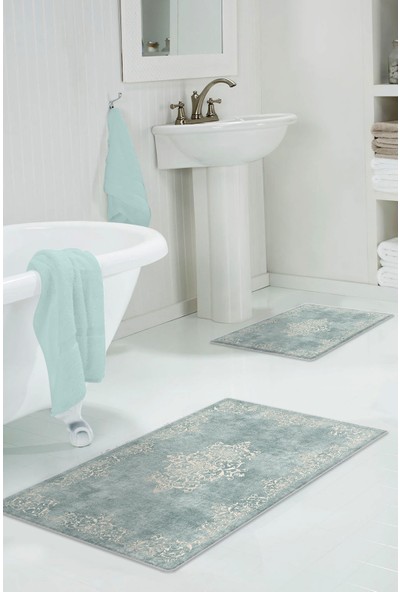 Colizon 60X90 - 50X60 Classic Blue Dijital Banyo Halısı Klozet Takımı 2'li Paspas Seti Colizon 60X90 - 50X60 Classic Blue Dijital Banyo Halısı Klozet Takımı 2'li Paspas Seti