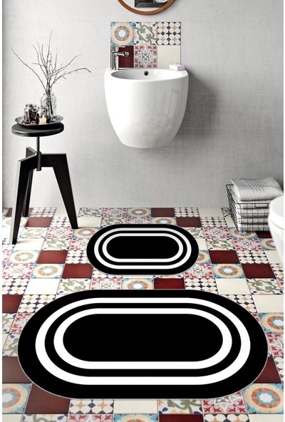 Colizon 60X90 - 50X60 Rectangle Dijital Banyo Halısı Oval Klozet Takımı 2'li Paspas Seti Colizon 60X90 - 50X60 Rectangle Dijital Banyo Halısı Oval Klozet Takımı 2'li Paspas Seti