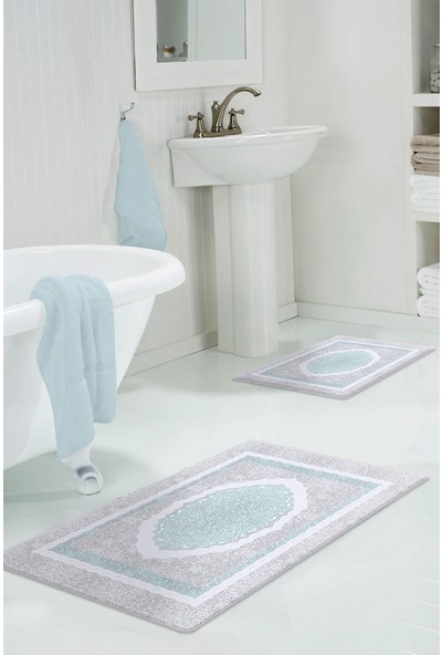 Colizon 60X90 - 50X60 Ikon Mint Dijital Banyo Halısı Klozet Takımı 2'li Paspas Seti Colizon 60X90 - 50X60 Ikon Mint Dijital Banyo Halısı Klozet Takımı 2'li Paspas Seti