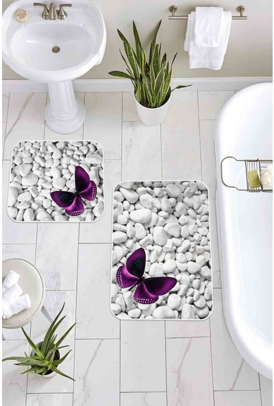 Colizon 60X90 - 50X60 Dijital Banyo Halısı Klozet Takımı 2'li Paspas Seti Colizon 60X90 - 50X60 Dijital Banyo Halısı Klozet Takımı 2'li Paspas Seti
