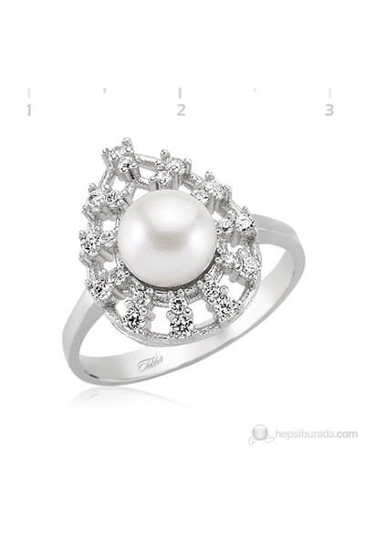 Tekbir Silver 925 İncili Damla Yüzük LR0479363