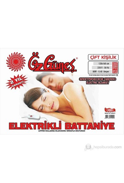 Özgüneş Çift Kişilik Elektrikli Battaniye