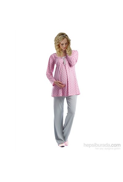 Elija Hamile Puanlı Pijama Takım / Gri Elija Hamile Puanlı Pijama Takım / Gri
