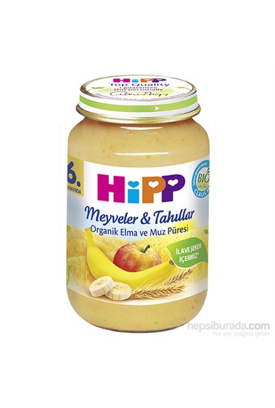 Hipp Organik Elma ve Muz Püreli Kavanoz Maması 190 gr