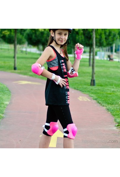 Paten Kaykay Koruyucu Set Dizlik Dirseklik Bileklik, Pembe