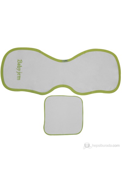 BabyJem Omuz Örtüsü Ve Ağız Mendili / Beyaz Yeşil BabyJem Omuz Örtüsü Ve Ağız Mendili / Beyaz Yeşil