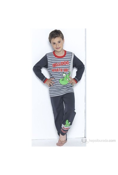 Roly Poly Hello Whats Up! Uzunkollu Çocuk Pijaması İnterlok / 5 Yaş / Grimelanj-Füme Roly Poly Hello Whats Up! Uzunkollu Çocuk Pijaması İnterlok / 5 Yaş / Grimelanj-Füme