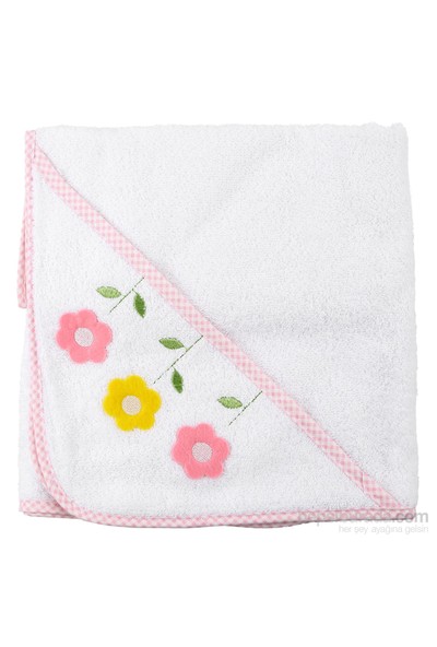 Funna Baby İsme Özel Çiçekli Üçgen Başlıklı Havlu(Ön-Arka)