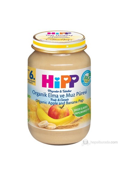 Hipp Organik Elma ve Muz Püreli Kavanoz Maması 190 gr