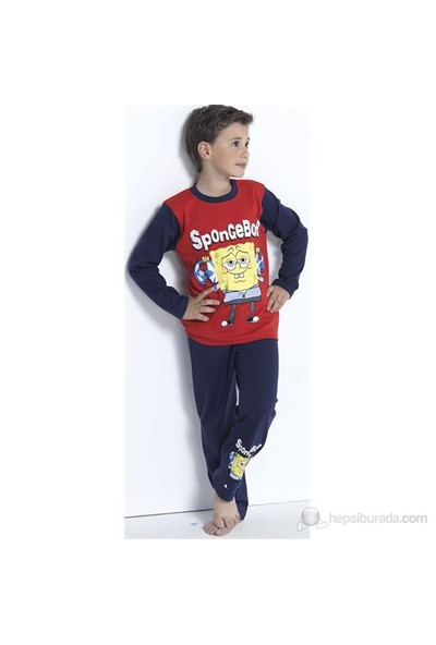 Roly Poly Spongebob Çocuk Pijama / 7--8 Yaş / Kırmızı-Lacivert