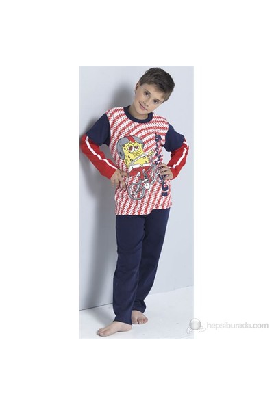 Roly Poly Spongebob Çocuk Pijama / 7--8 Yaş / Kırmızı-Lacivert