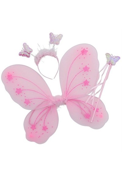 Pandoli Pembe Kelebek Kanadı Asa Ve Taç Set 50 Cm Pandoli Pembe Kelebek Kanadı Asa Ve Taç Set 50 Cm