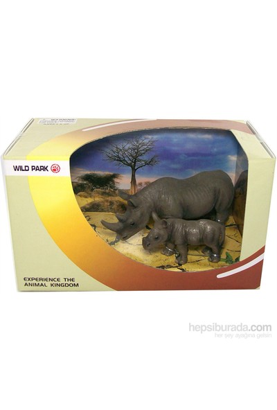 CC Oyuncak Wild Park Kutuda İki Parça Gergedan Ve Yavrusu