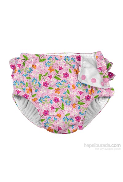 İ Play Upf 50+ Güneş Korumalı Sızdırmaz Çıtçıtlı Fırfırlı Bebek Mayosu Pembe