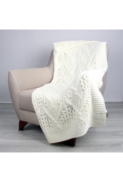 Betireshome Örgü Battaniye Ekru