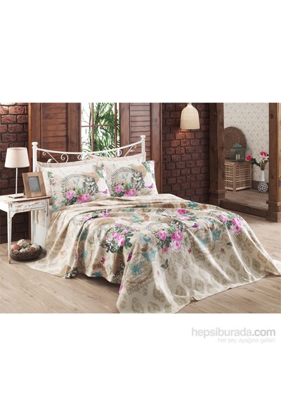 Eponj Home Baskılı Pike Takımı Tek Kişilik Angel Bej