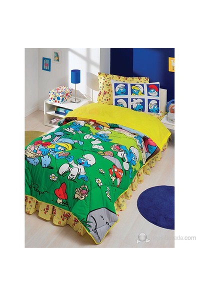 Taç Ranforce Lisanslı Uyku Seti Şirinler Tek Kişilik V1 Taç Ranforce Lisanslı Uyku Seti Şirinler Tek Kişilik V1