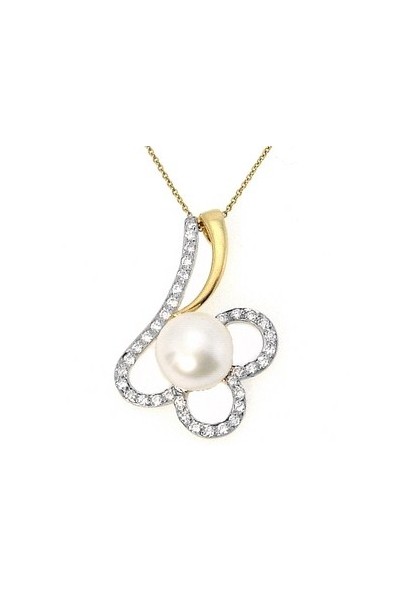 Goldstore 18 Ayar Altın 0.24 Ct Pırlanta İnci Kolye PJP8617 Goldstore 18 Ayar Altın 0.24 Ct Pırlanta İnci Kolye PJP8617