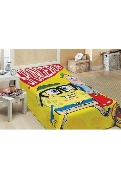Mink Tek Kişilik Lisanslı Battaniye Spongebob-4 Sarı