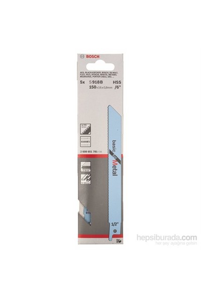 Bosch - Basic Serisi Metal İçin Tilki Kuyruğu Bıçağı S 918 Bf - 5'Li Paket Bosch - Basic Serisi Metal İçin Tilki Kuyruğu Bıçağı S 918 Bf - 5'Li Paket