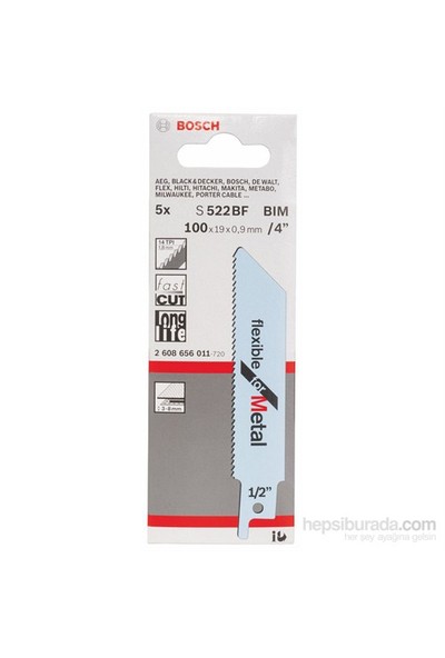Bosch - Flexible Serisi Metal İçin Tilki Kuyruğu Bıçağı S 522 Bf - 5'Li Paket Bosch - Flexible Serisi Metal İçin Tilki Kuyruğu Bıçağı S 522 Bf - 5'Li Paket