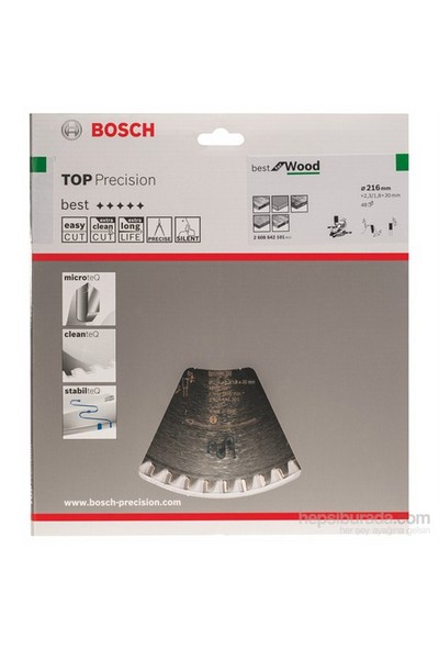Bosch - Best Serisi Hassas Kesim Ahşap İçin Daire Testere Bıçağı - 216 X 30 X 2,3 Mm, 48 Diş Bosch - Best Serisi Hassas Kesim Ahşap İçin Daire Testere Bıçağı - 216 X 30 X 2,3 Mm, 48 Diş