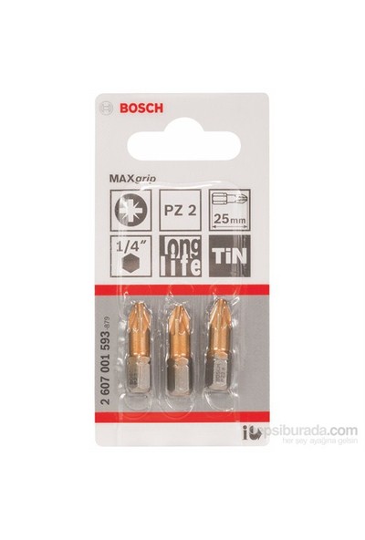 Bosch - 3'Lü Paket - Max Grip Serisi Vidalama Ucu - Pz 2, 25 Mm Bosch - 3'Lü Paket - Max Grip Serisi Vidalama Ucu - Pz 2, 25 Mm