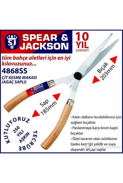 Spear And Jackson 4868Ss Çit Makası Ağaç Saplı Spear And Jackson 4868Ss Çit Makası Ağaç Saplı