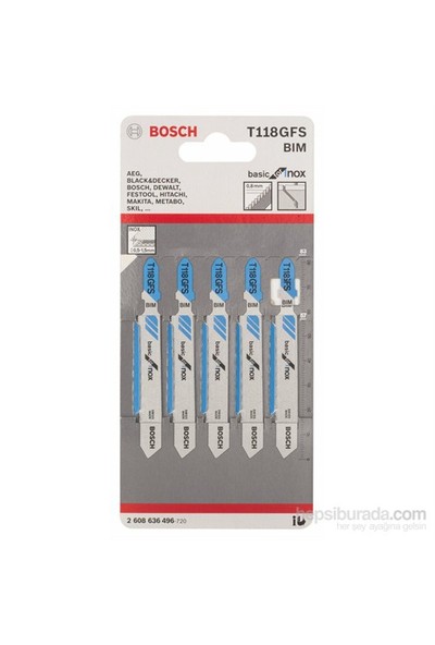 Bosch - Ekonomik Seri Inox (Paslanmaz Çelik) İçin T 118 Gfs Dekupaj Testeresi Bıçağı - 5'Li Paket Bosch - Ekonomik Seri Inox (Paslanmaz Çelik) İçin T 118 Gfs Dekupaj Testeresi Bıçağı - 5'Li Paket