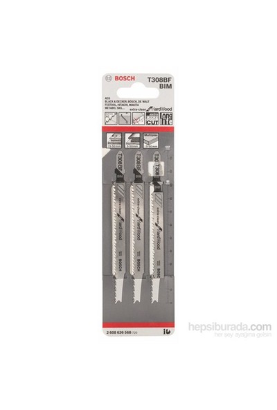 Bosch - Extra Temiz Kesim Serisi Sert Ahşap İçin T 308 Bf Dekupaj Testeresi Bıçağı - 3'Lü Paket Bosch - Extra Temiz Kesim Serisi Sert Ahşap İçin T 308 Bf Dekupaj Testeresi Bıçağı - 3'Lü Paket