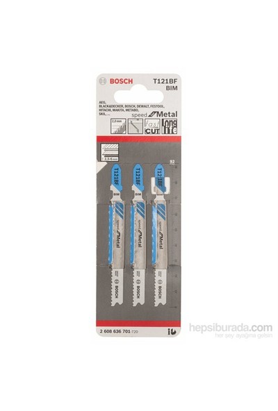Bosch - Hızlı Kesim Serisi Metal İçin T 121 Bf Dekupaj Testeresi Bıçağı - 3'Lü Paket Bosch - Hızlı Kesim Serisi Metal İçin T 121 Bf Dekupaj Testeresi Bıçağı - 3'Lü Paket