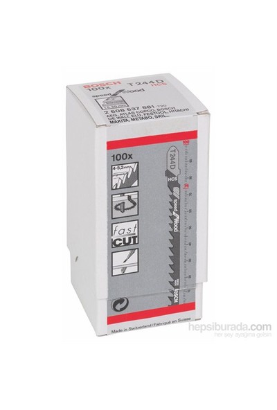 Bosch - Hızlı Kesim Serisi Ahşap İçin T 244 D Dekupaj Testeresi Bıçağı - 100'Lü Paket Bosch - Hızlı Kesim Serisi Ahşap İçin T 244 D Dekupaj Testeresi Bıçağı - 100'Lü Paket