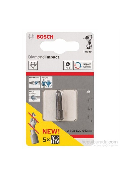 Bosch - Diamond Impact Serisi Elmas Kaplı Vidalama Ucu, Ph3, 25Mm (X1) Bosch - Diamond Impact Serisi Elmas Kaplı Vidalama Ucu, Ph3, 25Mm (X1)