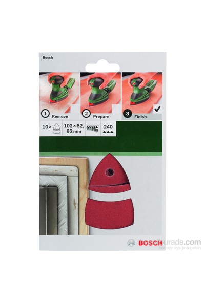Bosch - Multi Zımpara Kağıdı 10'Lu, 102 X 62/93 Mm 240 Kum 11 Delik