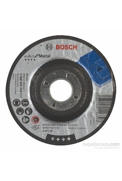 Bosch - Expert Serisi Metal İçin Bombeli Taşlama Diski (Taş) - A 30 T Bf, 115 Mm, 6,0 Mm Bosch - Expert Serisi Metal İçin Bombeli Taşlama Diski (Taş) - A 30 T Bf, 115 Mm, 6,0 Mm