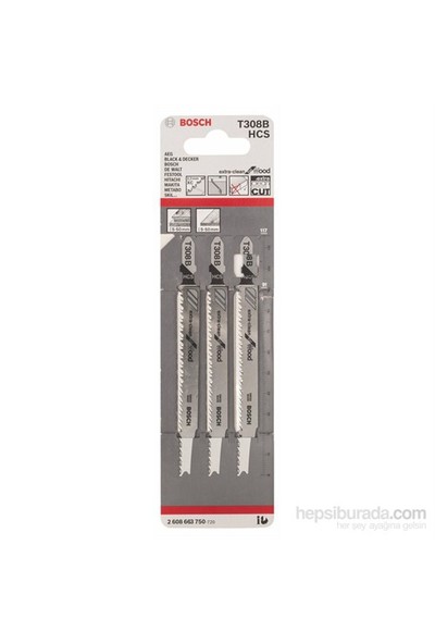 Bosch - Ekstra Temiz Kesim Serisi Ahşap İçin T 308 B Dekupaj Testeresi Bıçağı - 3'Lü Paket Bosch - Ekstra Temiz Kesim Serisi Ahşap İçin T 308 B Dekupaj Testeresi Bıçağı - 3'Lü Paket