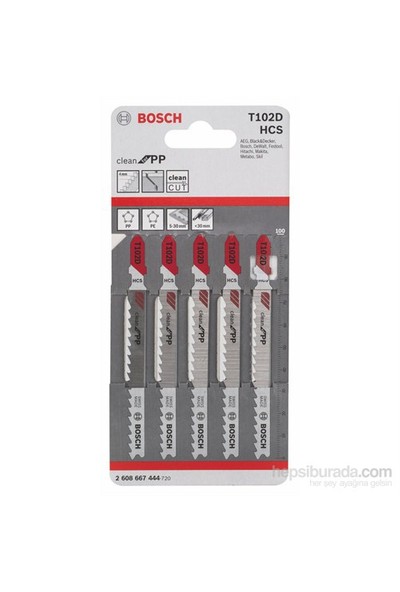 Bosch - Temiz Kesim Serisi Polipropilen İçin T 102 D Dekupaj Testeresi Bıçağı - 5'Li Paket Bosch - Temiz Kesim Serisi Polipropilen İçin T 102 D Dekupaj Testeresi Bıçağı - 5'Li Paket