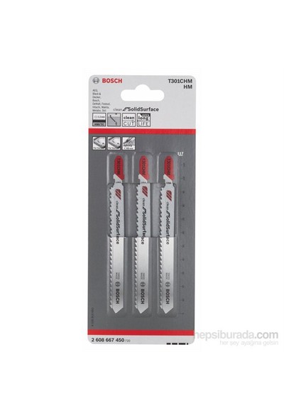 Bosch - Temiz Kesim Serisi Sağlam Yüzeyler İçin T 301 Chm Dekupaj Testeresi Bıçağı - 3'Lü Paket Bosch - Temiz Kesim Serisi Sağlam Yüzeyler İçin T 301 Chm Dekupaj Testeresi Bıçağı - 3'Lü Paket