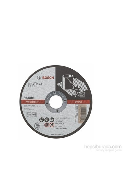 Bosch - Best Serisi Inox (Paslanmaz Çelik) İçin Düz Kesme Diski-Rapido Uzun Ömürlü - A 60 W Bf 41, 125 Mm, 22,23 Mm, 1,0 Mm Bosch - Best Serisi Inox (Paslanmaz Çelik) İçin Düz Kesme Diski-Rapido Uzun Ömürlü - A 60 W Bf 41, 125 Mm, 22,23 Mm, 1,0 Mm