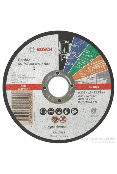 Bosch - Rapido Serisi Çoklu Malzemeler İçin Düz Kesme Diski (Taş) - Acs 46 V Bf, 125 Mm, 1,6 Mm Bosch - Rapido Serisi Çoklu Malzemeler İçin Düz Kesme Diski (Taş) - Acs 46 V Bf, 125 Mm, 1,6 Mm