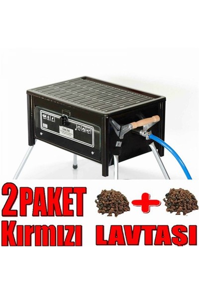 Simline 2Pk Kırmızı Lavtaşlı Cam Fırınlı Tüplü Emaye Mangal