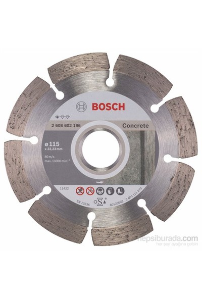 Bosch 2608602196 Beton Zeminler İçin Elmas Testere 115 Mm Bosch 2608602196 Beton Zeminler İçin Elmas Testere 115 Mm