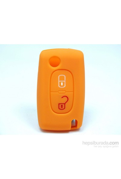 Gsk Peugeot 207 Kumanda Kabı Koruyucu Silikon Kılıf 2 Tuş 2006-2012 Turuncu