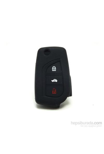 Toyota Corolla Kumanda Kabı Koruyucu Silikon Kılıf 3 Tuş ( Siyah )