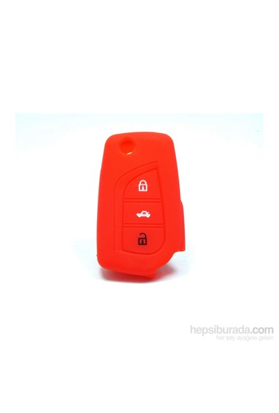 Toyota Corolla Kumanda Kabı Koruyucu Silikon Kılıf 3 Tuş ( Kırmızı )