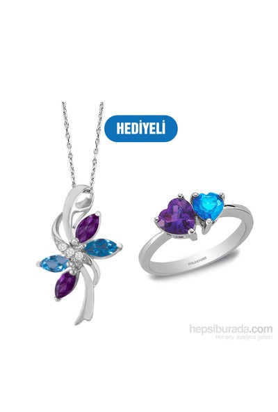 Goldstore Pırlanta Blue Topaz Ametist Kolye DP37259 - Yüzük Hediyeli ! Goldstore Pırlanta Blue Topaz Ametist Kolye DP37259 - Yüzük Hediyeli !