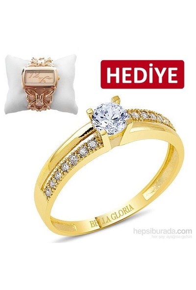 Bella Gloria Çıtır Altın Tektaş Yüzük (PR78007)
