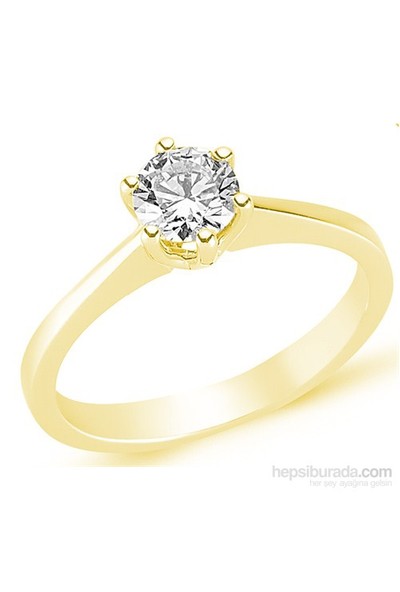 Silver & Silver 1 ct Zirkon Taşlı Tektaş Yüzük