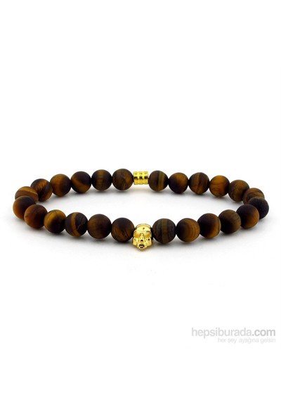Solfera Mat Kaplan Gözü Kurukafa Doğal Taş Bileklik B671