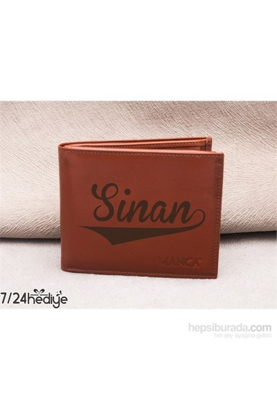 7/24 Hediye Babaya Hediye İsme Özel Cüzdan - Taba Rengi